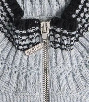 BARRIE Mottled Cashmere Zip-up Cardigan