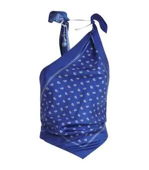 Christopher Esber Silk Bandana Tie Top - Blue