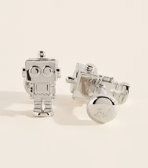 BABETTE WASSERMAN LONDON Rhodium-plated Robot Cufflinks - Silver