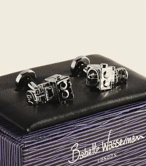 BABETTE WASSERMAN LONDON Rhodium-plated Robot Cufflinks