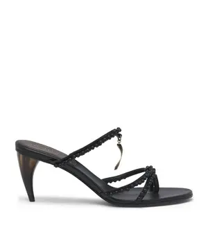 Alexander McQueen Beaded Rosa Heeled Sandals 70 - Black