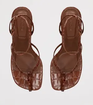 Simkhai Croc-embossed Leather Kelsey Heeled Sandals 75