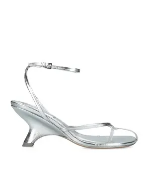 Simkhai Metallic Leather Kelsey Heeled Sandals 75 - Silver
