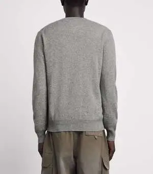 Play Comme Des Garcon Wool V-neck Rhinestone Heart Sweater - Grey