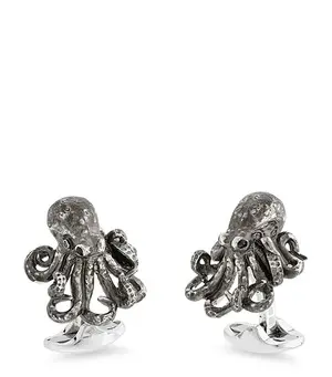 DEAKIN & FRANCIS Sterling Silver Octopus Cufflinks - Black
