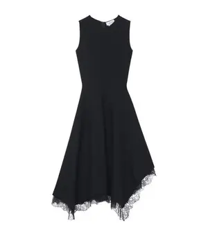 Alexander McQueen Lace-hem Sleeveless Midi Dress - Black