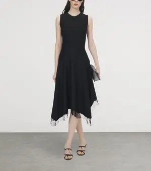 Alexander McQueen Sleeveless Lace-trimmed Midi Dress - Black