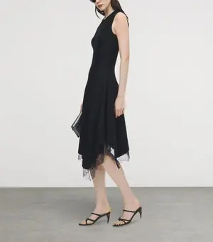 Alexander McQueen Sleeveless Lace-trimmed Midi Dress - Black