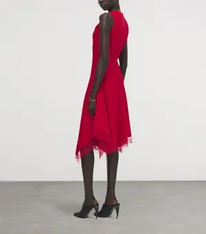 Alexander McQueen Sleeveless Lace-hem Midi Dress - Red