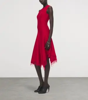 Alexander McQueen Sleeveless Lace-hem Midi Dress - Red