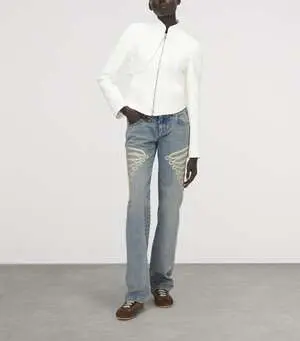 Alexander McQueen Metallic-frogging Straight Jeans