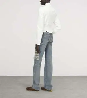Alexander McQueen Metallic-frogging Straight Jeans