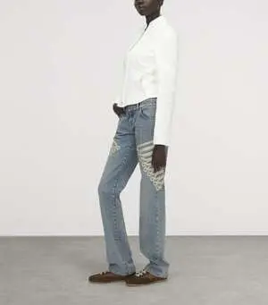 Alexander McQueen Metallic-frogging Straight Jeans