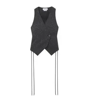 Alexander McQueen Wool Pinstripe Corset Waistcoat - Grey