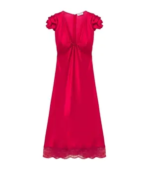 Alexander McQueen Satin-lace Midi Dress - Red
