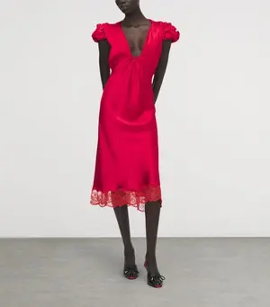 Alexander McQueen Satin-lace Midi Dress
