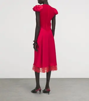 Alexander McQueen Satin-lace Midi Dress