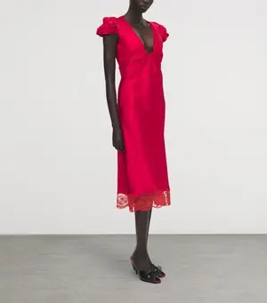 Alexander McQueen Satin-lace Midi Dress