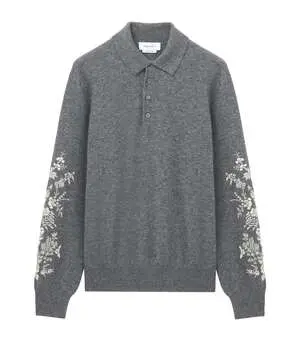 Alexander McQueen Wool Embroidered Polo Jumper - Silver
