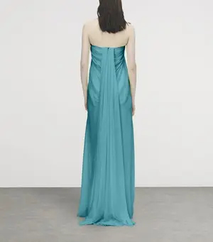 Alexander McQueen Silk Strapless Gown - Green