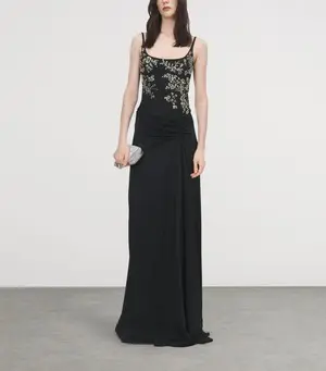 Alexander McQueen Crepe Satin Embellished Gown