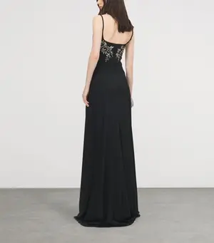 Alexander McQueen Crepe Satin Embellished Gown