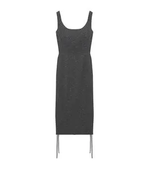 Alexander McQueen Wool Metallic-pinstripe Midi Dress