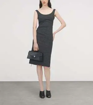 Alexander McQueen Wool Metallic-pinstripe Midi Dress