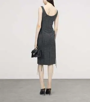 Alexander McQueen Wool Metallic-pinstripe Midi Dress