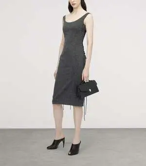 Alexander McQueen Wool Metallic-pinstripe Midi Dress