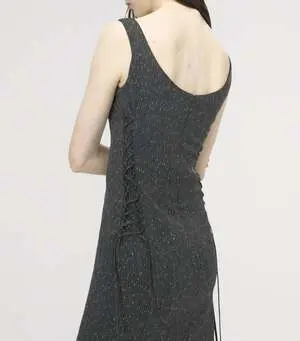 Alexander McQueen Wool Metallic-pinstripe Midi Dress
