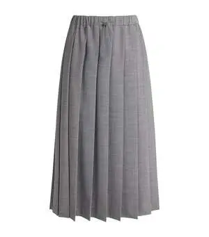 Fabiana Filippi Wool Pleated Midi Skirt - Grey