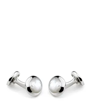DEAKIN & FRANCIS Sterling And Mother-of-pearl Oval Cufflinks - Silver