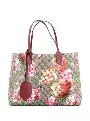 Gucci Reversible Blooms Gg Print Leather Medium Tote Bag - Brown