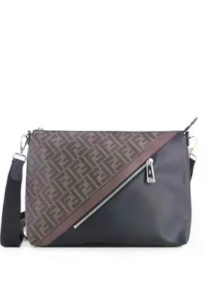 Fendi Forever Messenger Bag Zucca Coated Canvas And Leather Crossbody Bag - Brown