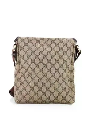 Gucci Gg Coated Canvas Flap Messenger Bag