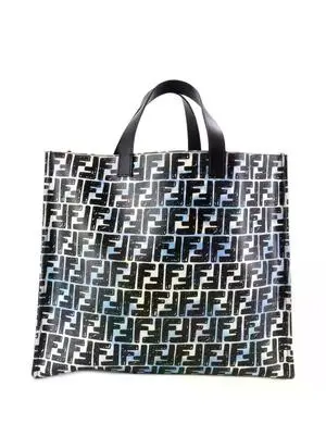 Fendi Shopper Joshua Vides Zucca Coated Canvas Large Tote Bag - Blue