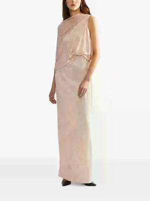 Erdem Draped Jacquard Maxi Gown - Pink