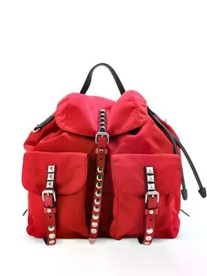 Prada Vela Tessuto Backpack With Studded Leather