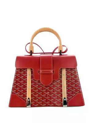 Goyard Saigon Top Handle Bag Coated Canvas With Leather Mm Satchel - Red