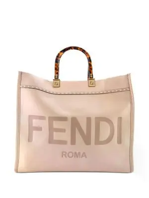Fendi Sunshine Shopper Leather Medium Tote Bag - Neutrals