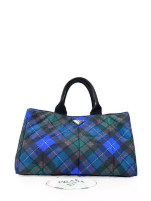 Prada 2010s Canapa Check-print Tote Bag