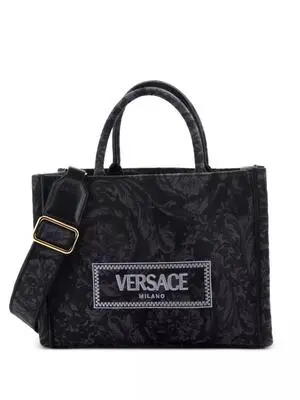 Versace Athena Convertible Barocco Jacquard Small Tote Bag - Black
