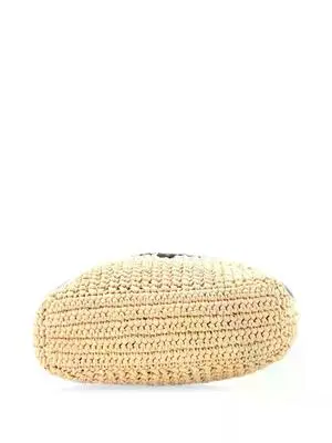 Prada Logo Raffia Small Tote Bag