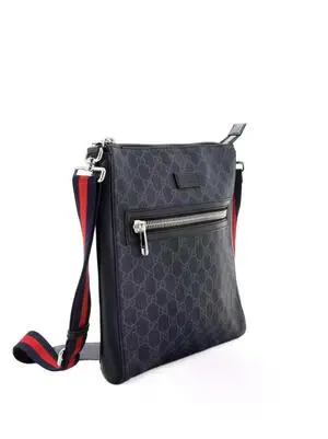 Gucci Gg Coated Canvas Messenger Bag With Web Strap