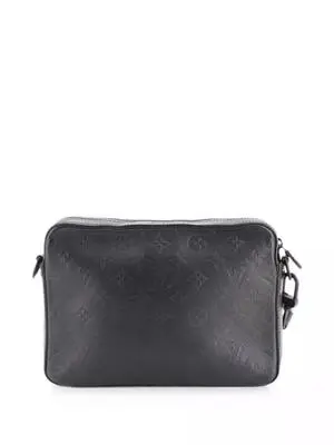 LOUIS VUITTON Duo Messenger Bag Monogram Shadow Leather Crossbody Bag - Black