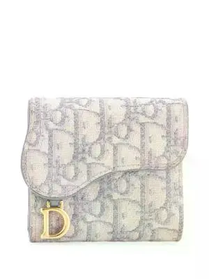 Dior Saddle Flap Wallet Oblique Canvas Mini Small Wallets - Grey