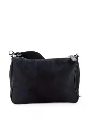 Prada Double Pouch Convertible Tessuto Small Crossbody Bag - Black