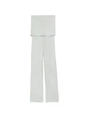 AYA MUSE Foldover-waist Bouclé-knit Trousers