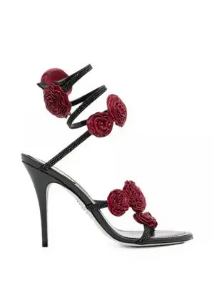 Rene Caovilla Rosalia Floral-embellished Sandals - Black